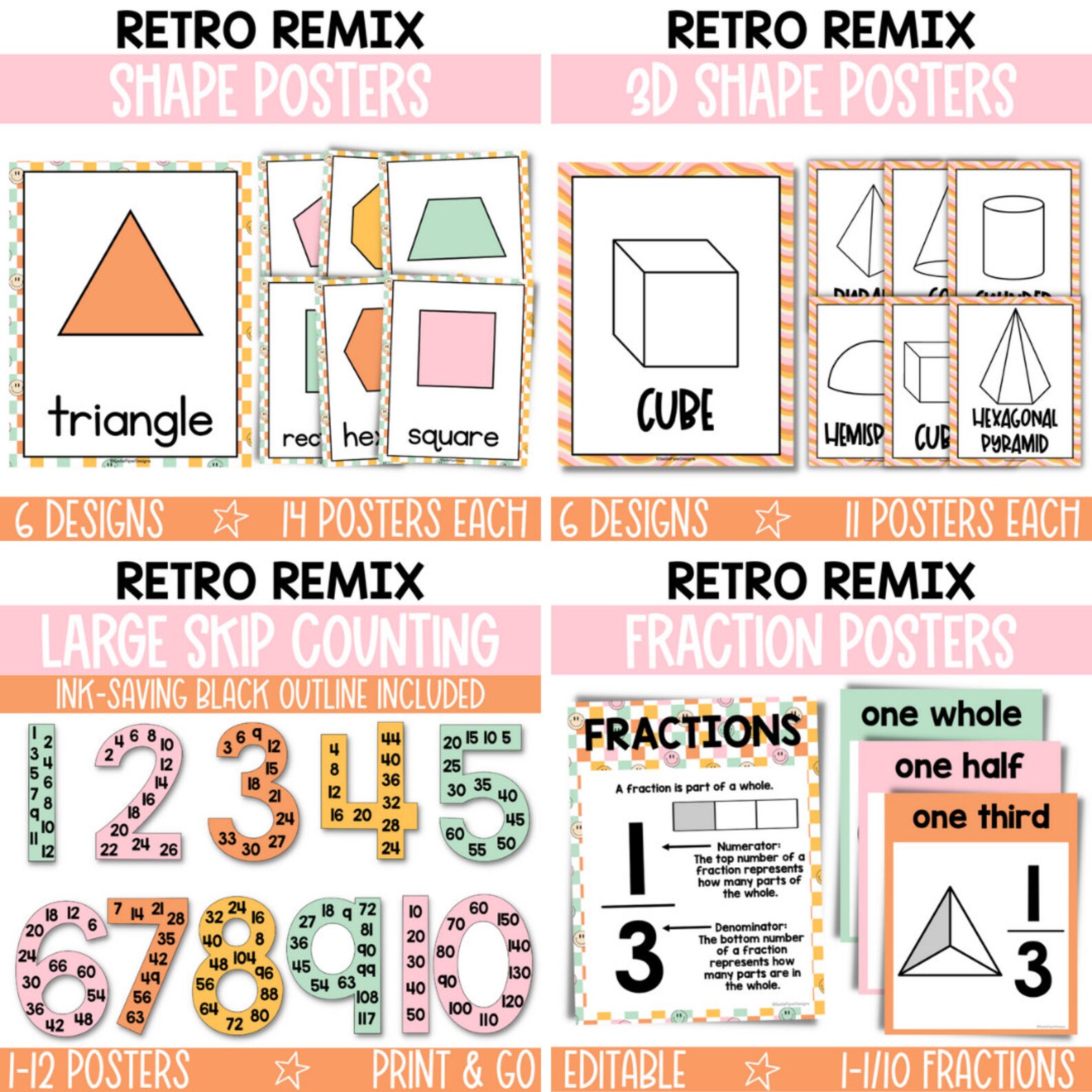 Math Classroom Posters, Math Posters for Classroom, Groovy Retro ...