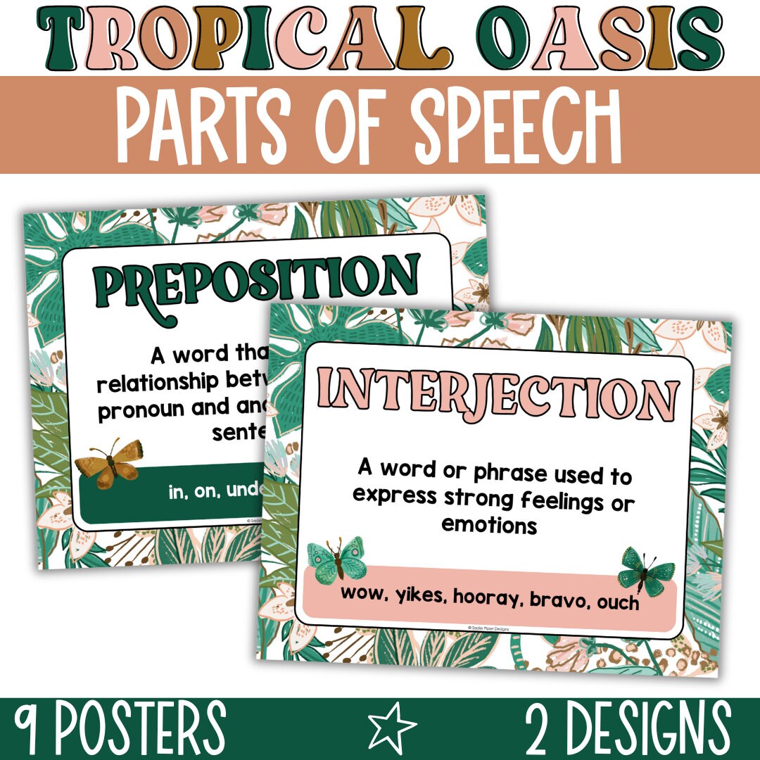 Boho Parts of Speech Posters, Literary Devices, Grammar Educational ...