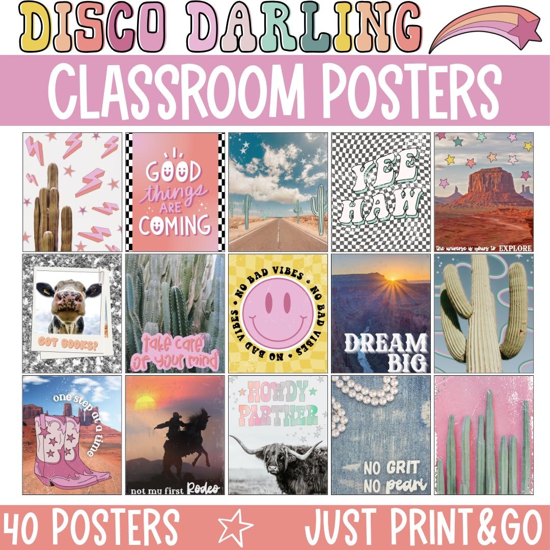 Retro Groovy Classroom Posters, Disco Cowgirl Classroom Decor ...