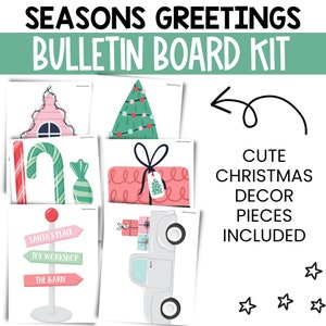 Christmas Bulletin Board Decor, Green Christmas Bulletin Board, Holiday ...
