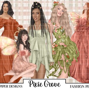 PIXIE GROVE Fashion People, Cottagecore Clipart, Meadow Clipart Fairy Forest Gnome, Butterfly ...