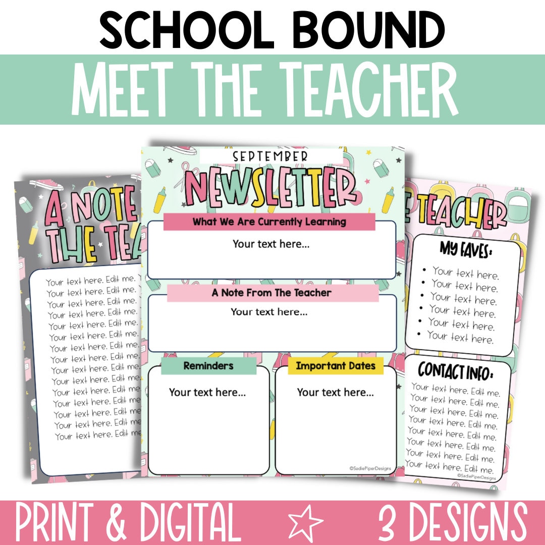 Back to School Meet the Teacher Templates, Editable Meet the Teacher ...