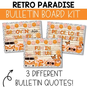 Retro Paradise Summer Bulletin Board Decor, Boho Retro Classroom Decor ...