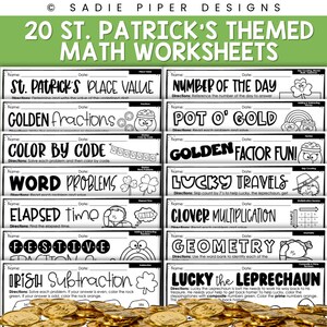 St. Patrick's Math Worksheets for 3rd Grade, NO PREP 3rd Grade March ...