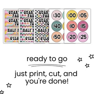 Disco Cowgirl Clock Labels for Classroom, Analog Time Cards, Digital ...