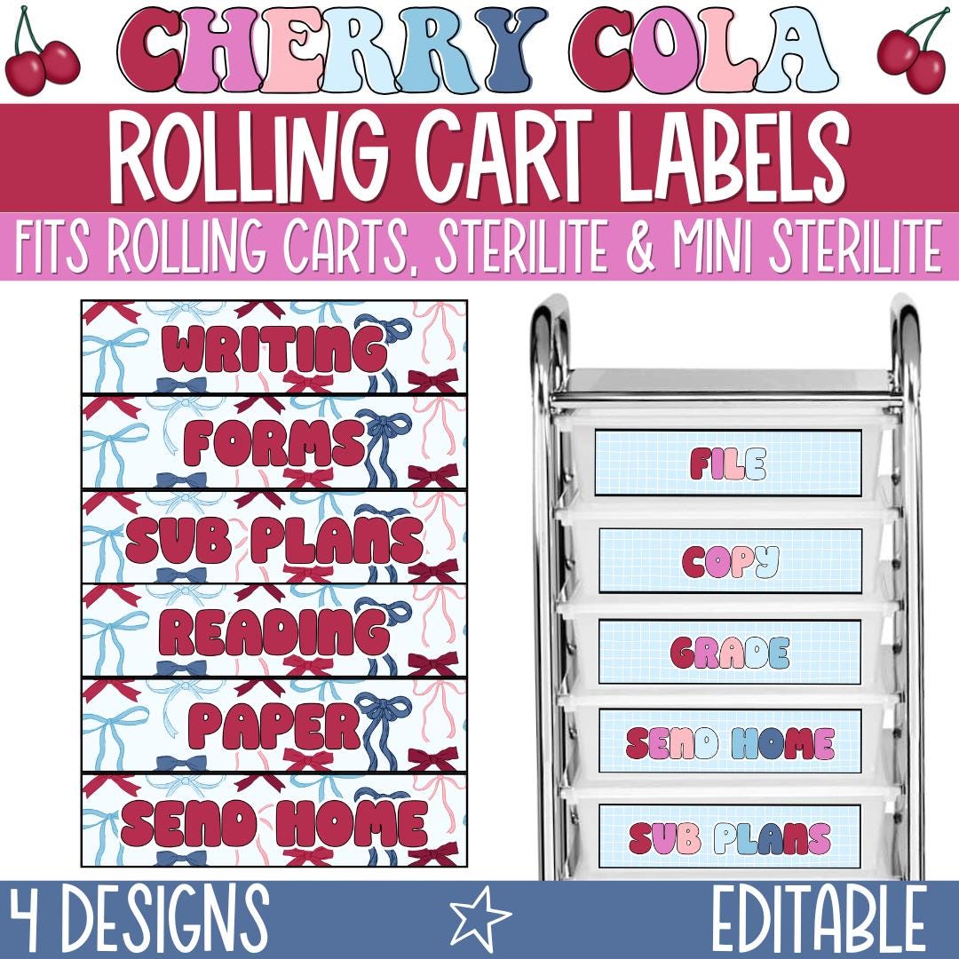 Editable Rolling Cart Labels, Retro Classroom Decor, Classroom Labels ...