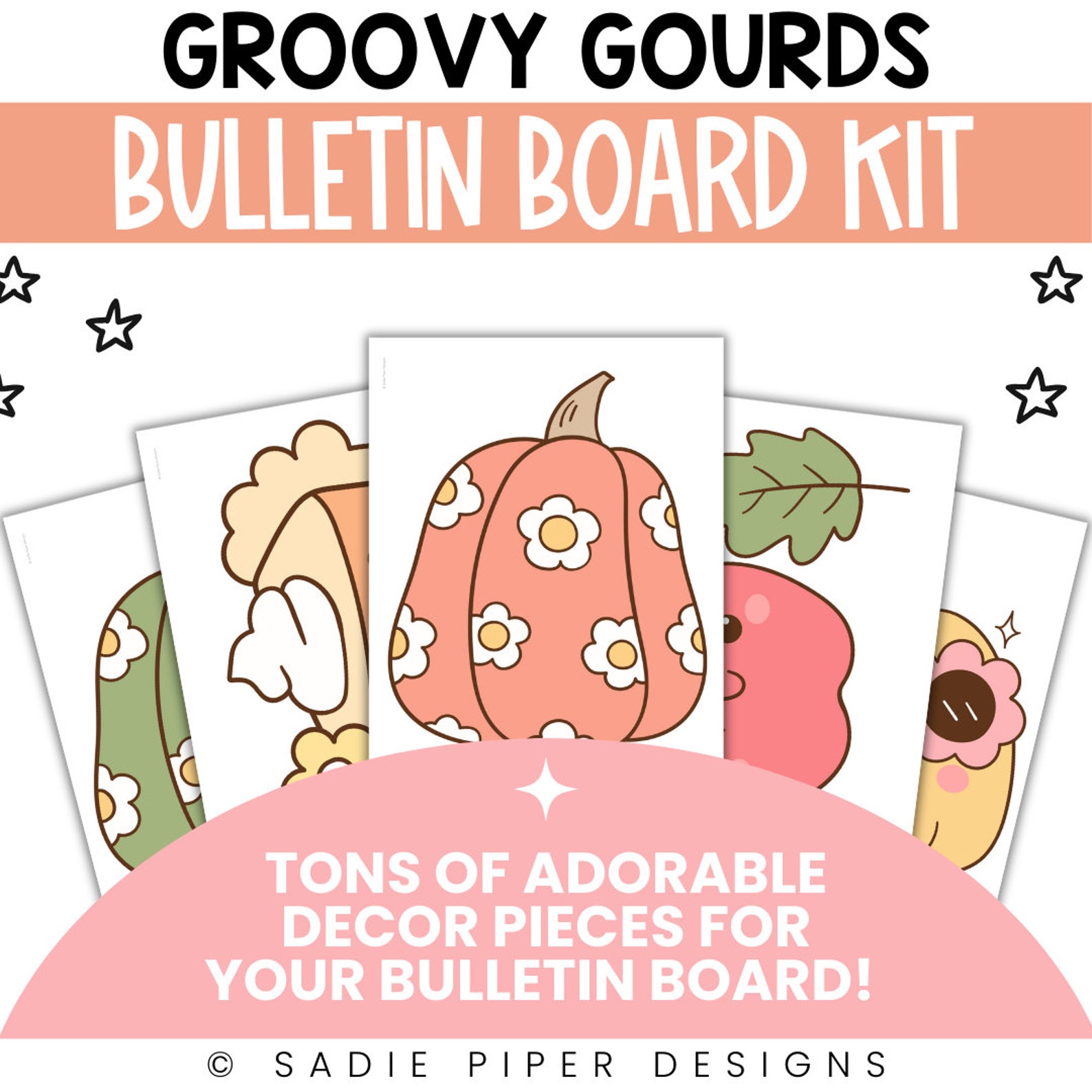 Groovy Fall Bulletin Board Decor, Retro Fall Bulletin Board, Fall ...