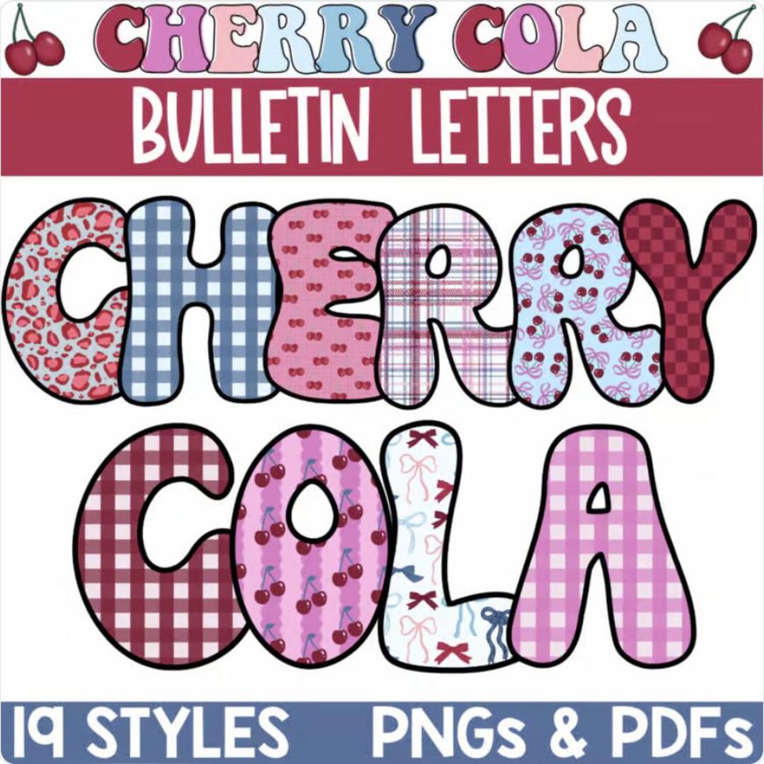 Retro Americana Coquette Cherry Bulletin Board Letters, Western ...