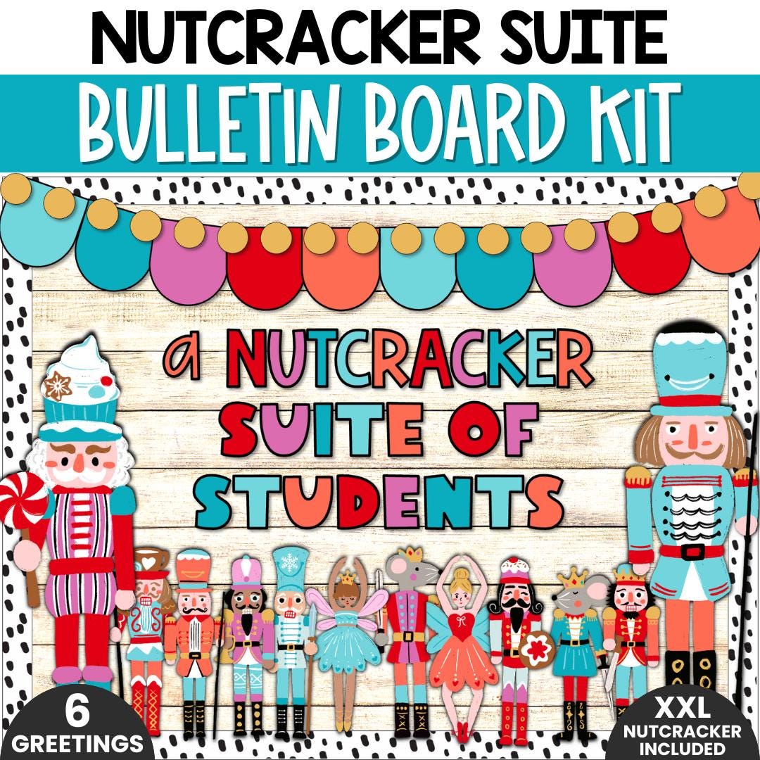 Nutcracker Christmas Bulletin Board Kit, Bright Blue December Holiday ...