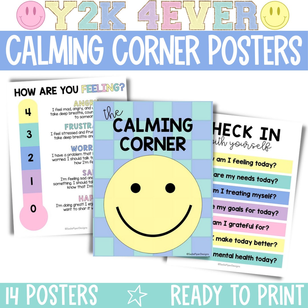 Calming Corner Classroom Retro Calm Down Printable Decor Wall Art ...