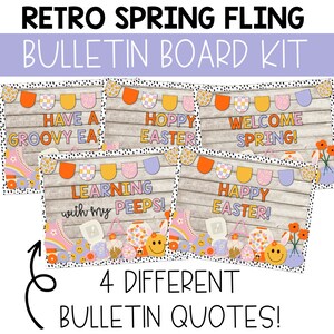Groovy Retro Spring Easter Bulletin Board Kit, Spring Bulletin Board ...