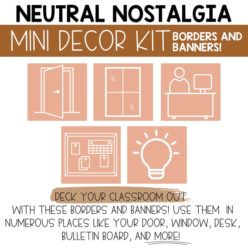 Neutral Nostalgia Mini Decor Kit, Retro Classroom Decor, Groovy ...