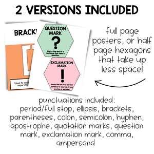Punctuation Posters, English Posters, ELA Educational Posters, Language ...