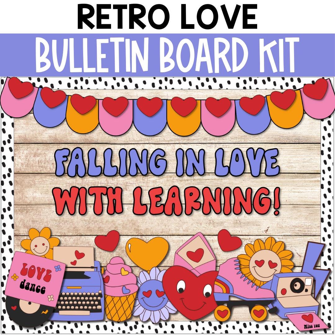 Retro Groovy Valentine's Bulletin Board Valentine's Day Classroom Decor ...