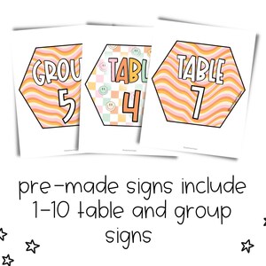 Editable Group and Table Signs, Retro Classroom Management Tools ...