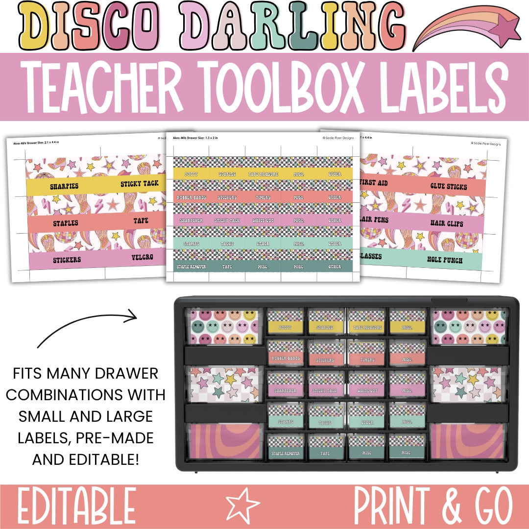 Editable Retro Groovy Teacher Toolbox Labels, Disco Cowgirl Classroom ...