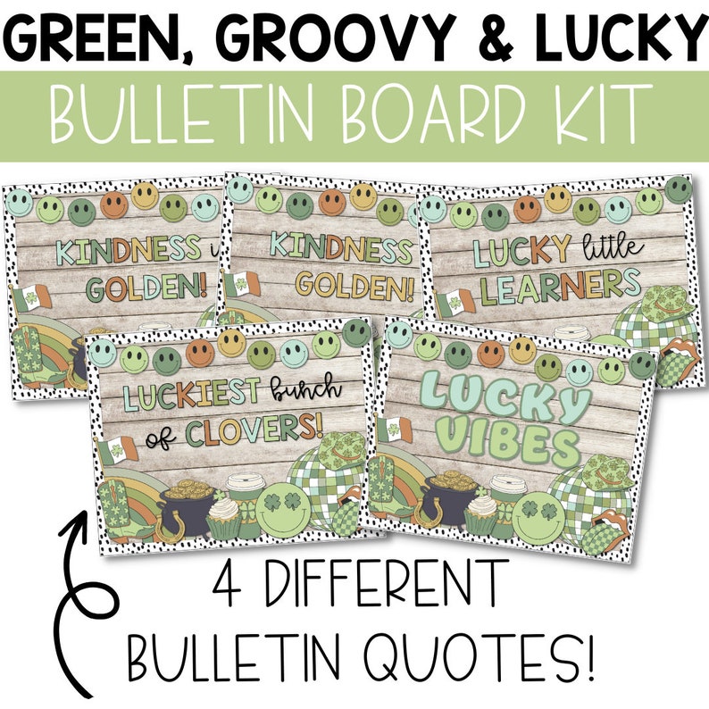 Green Groovy and Lucky Bulletin Board Kit St. Patricks Day - Etsy