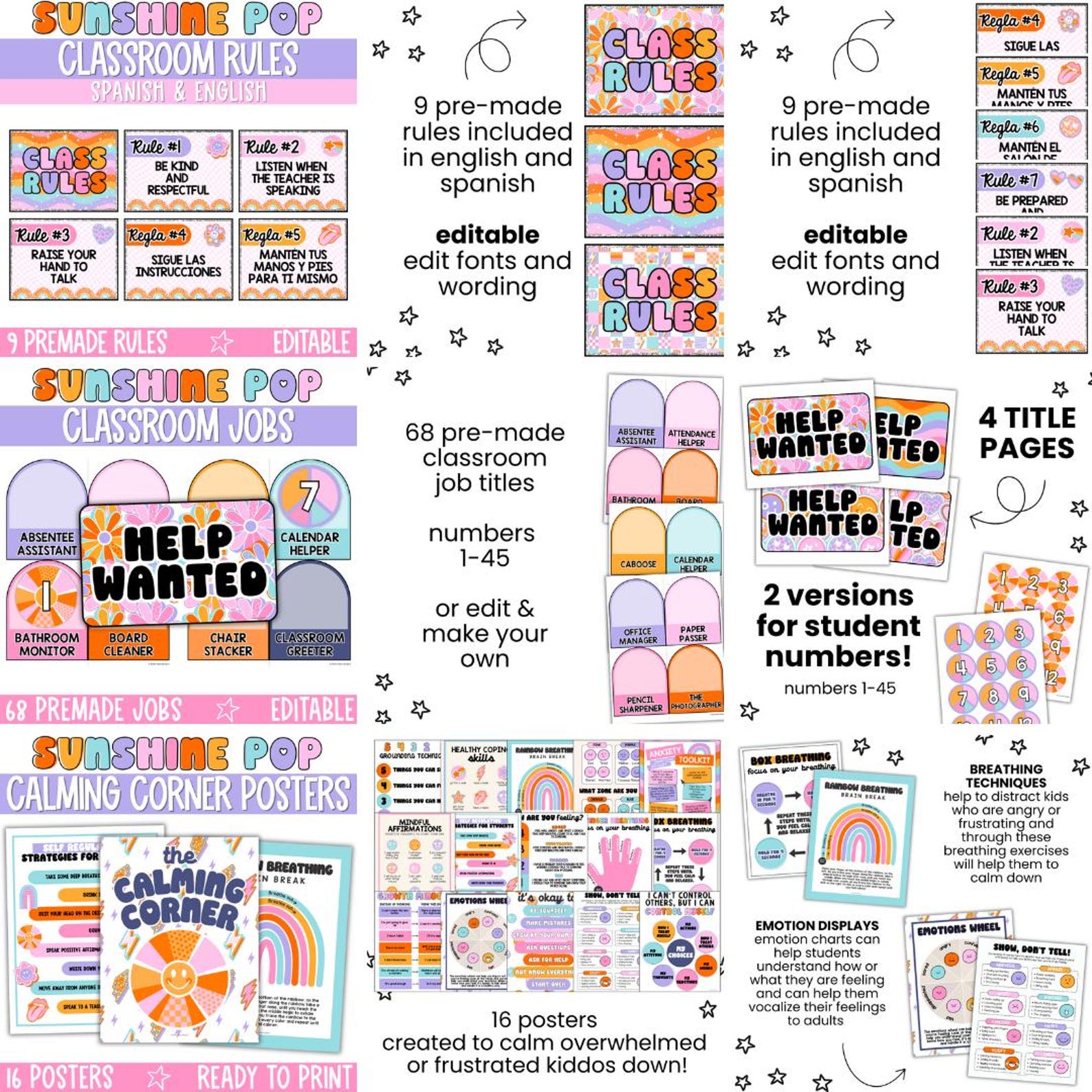 Retro Groovy Y2K Classroom Decor MEGA Bundle, Rainbow Bright Classroom ...