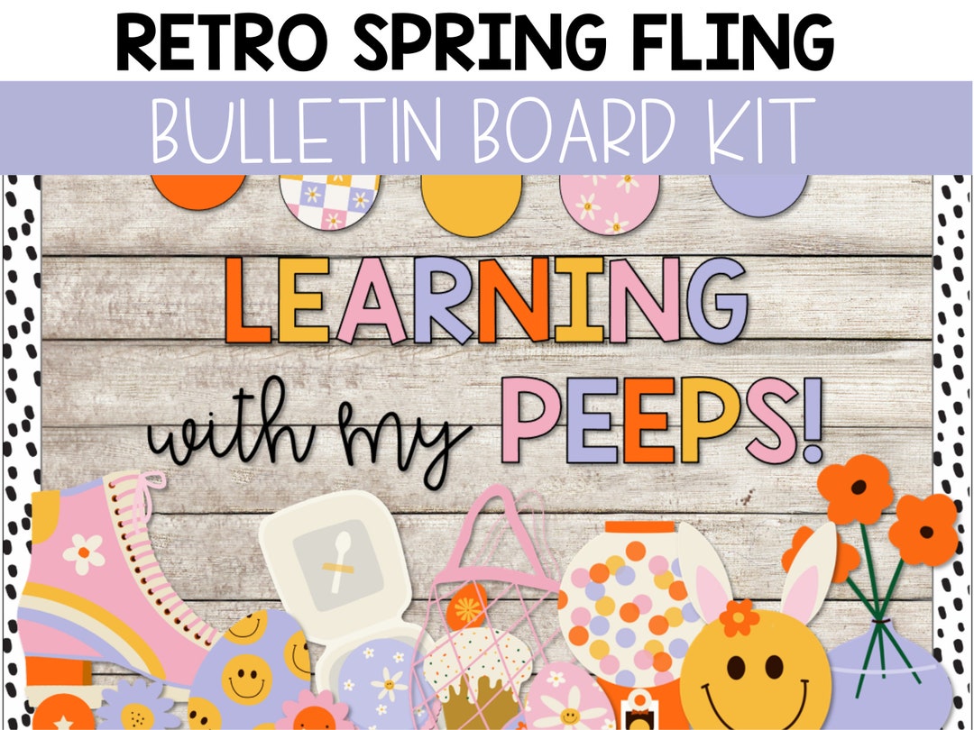 Groovy Retro Spring Easter Bulletin Board Kit, Spring Bulletin Board ...