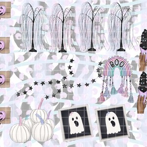 BATS & BOOS Clipart, Pastel Halloween Clipart, Modern Halloween, Purple ...