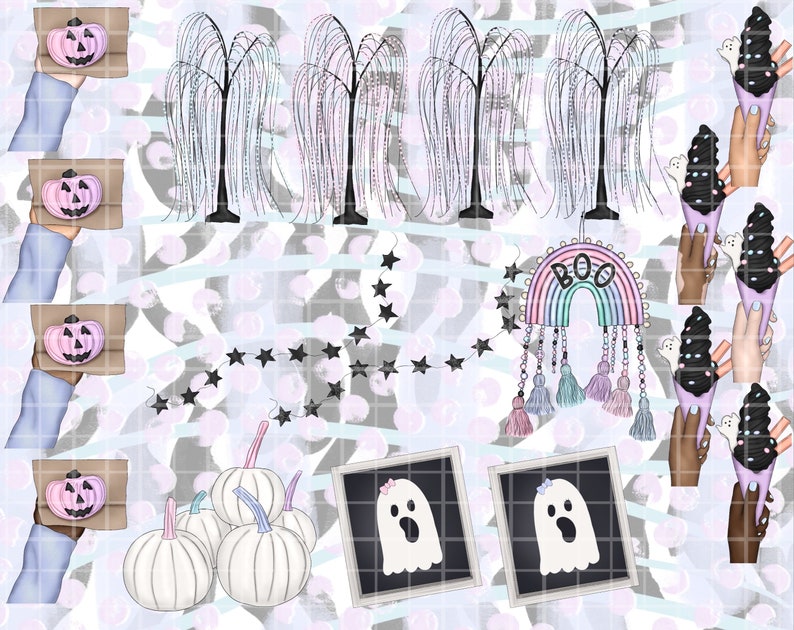 BATS & BOOS Clipart Pastel Halloween Clipart Modern - Etsy