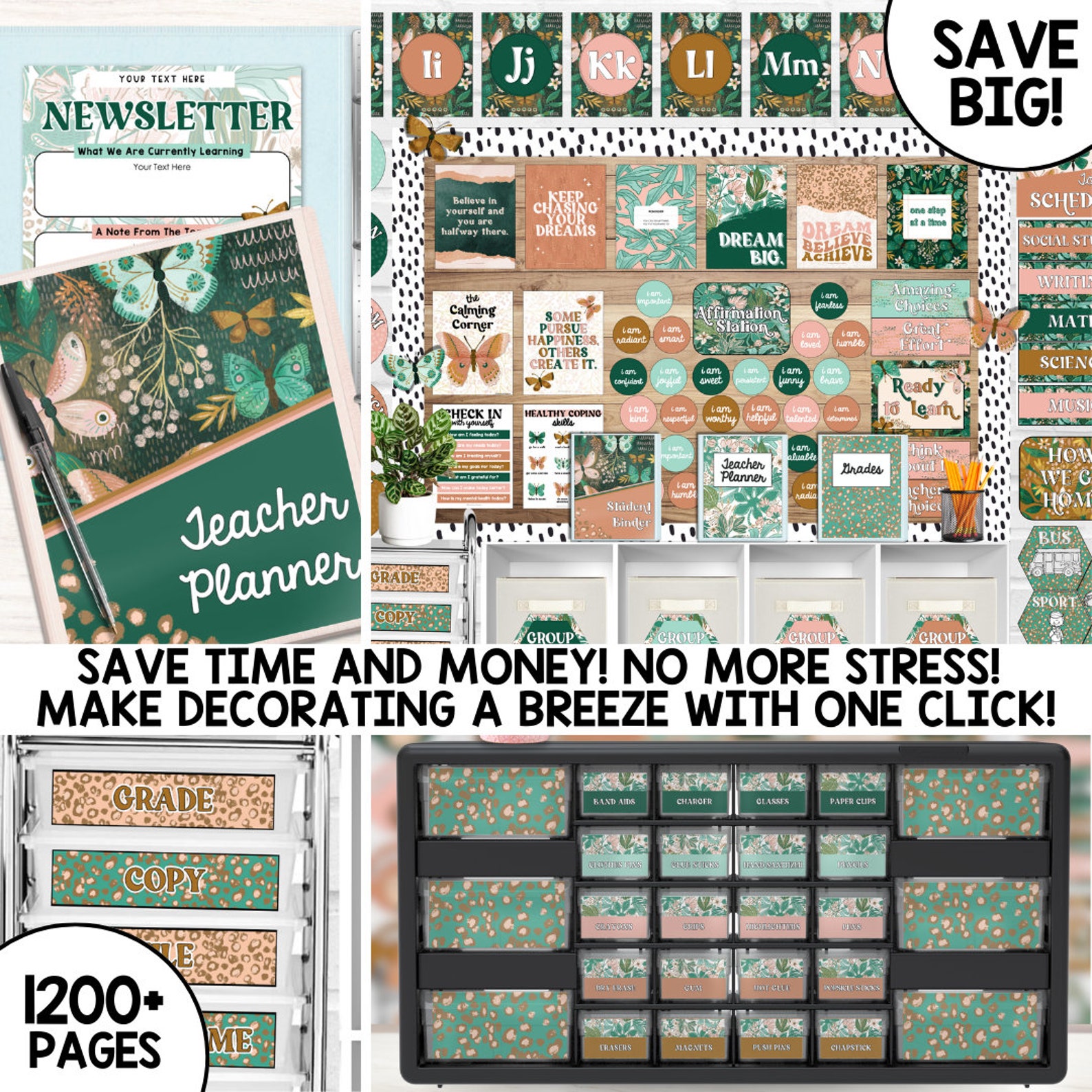 Printable Tropical Classroom Decor Set, Plant Themed Classroom ...