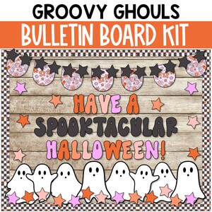 Groovy Halloween Bulletin Board Decor, Retro Halloween Bulletin Board ...