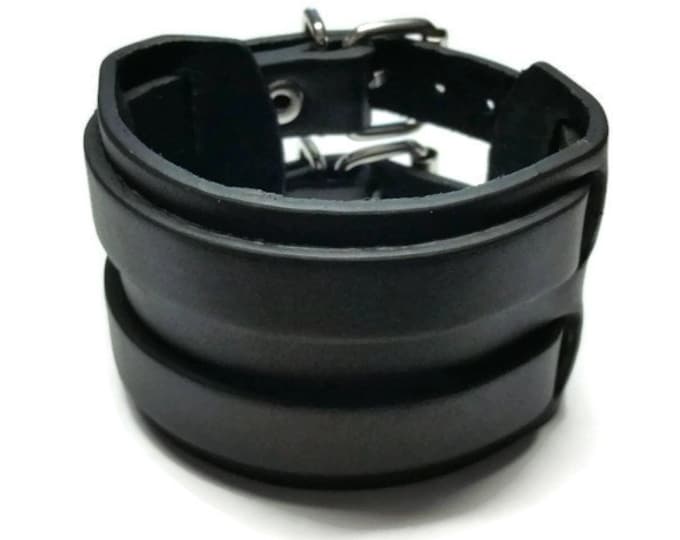 Genuine Leather Cuff Bracelet for Men and Women, Leather Wrist Cuff ...