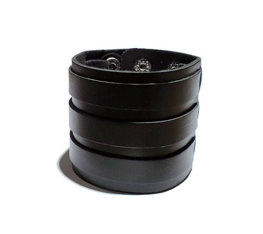 Large Black Leather Arm Cuff for Men, Leather Gifts for Him, Wide ...