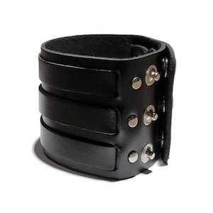 Large Black Leather Arm Cuff for Men, Leather Gifts for Him, Wide ...