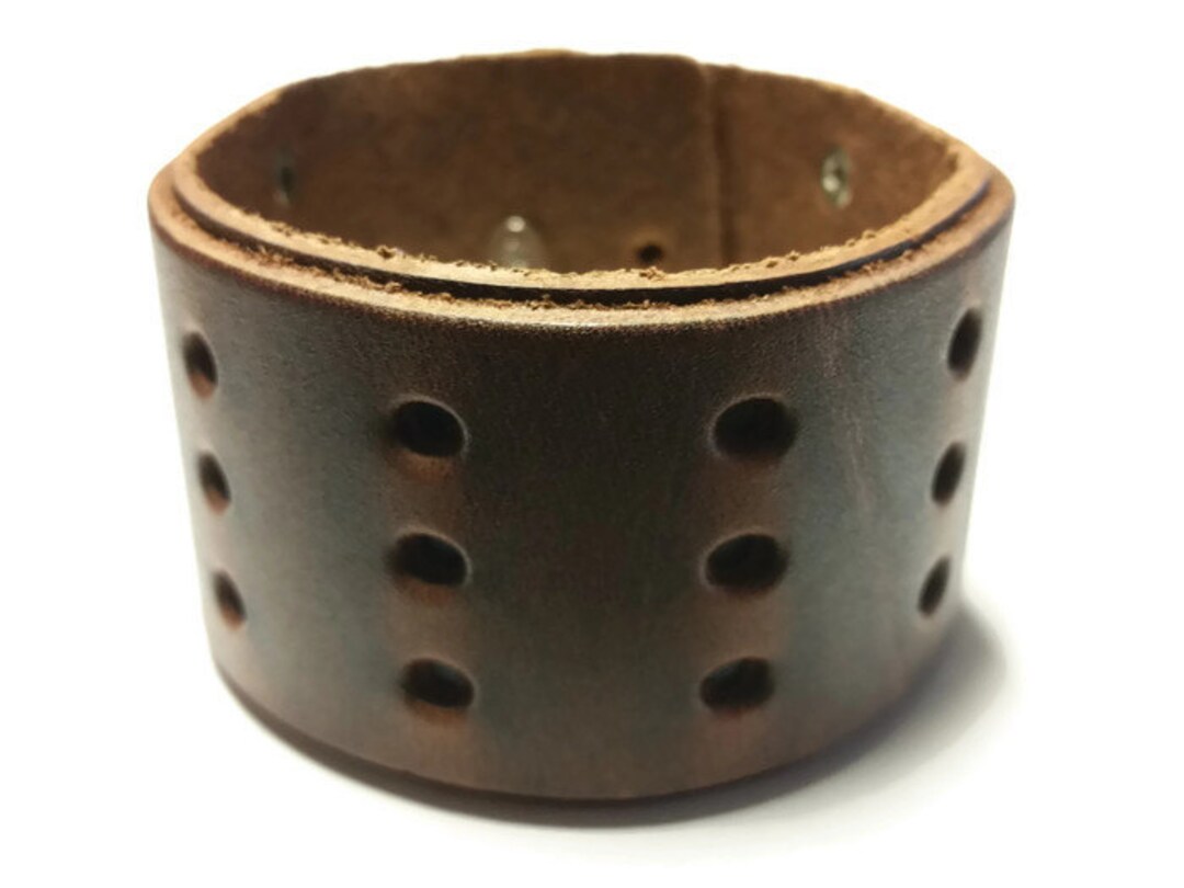 Mens Womens Brown Leather Arm Large Cuff Unisex Bracelet Gift for Him ...