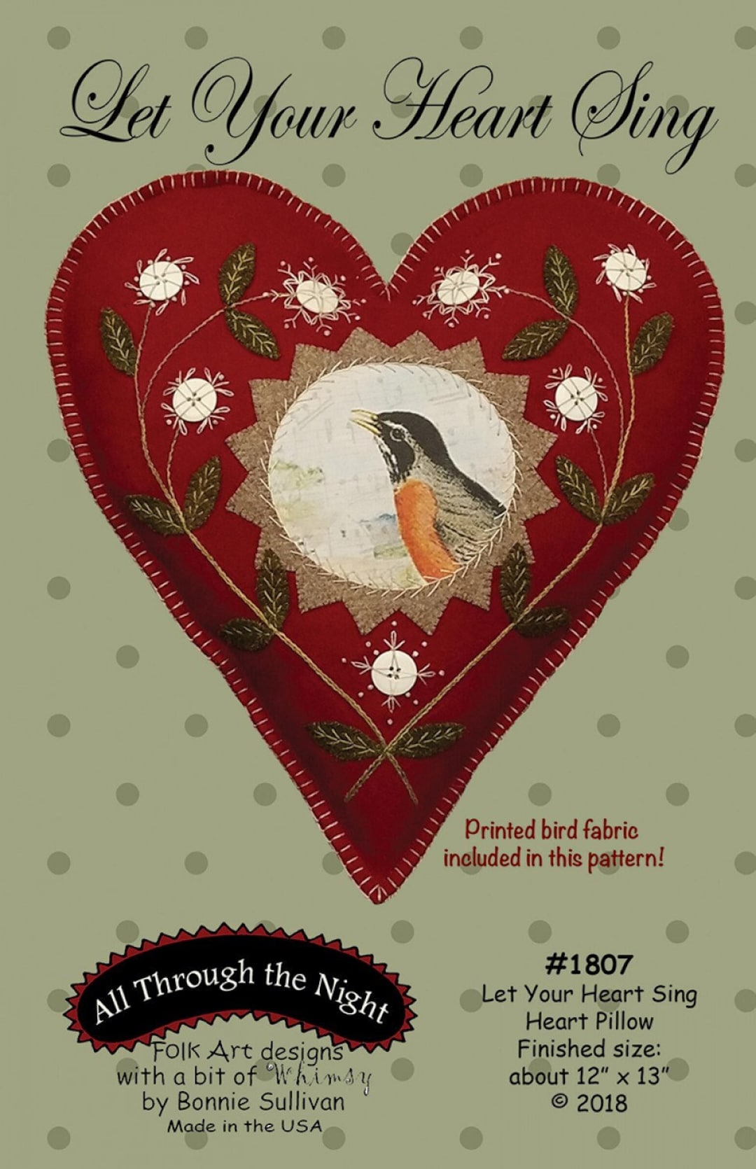 Let Your Heart Sing Pillow Pattern ATN1807 From All Through the Night ...