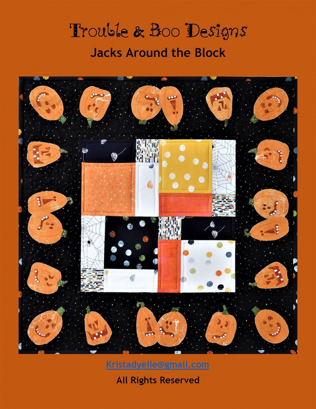 Jacks Around the Block Halloween Wall Quilt Pattern TB3224 From Trouble ...