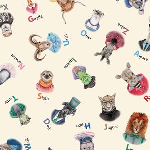 Zootopia A-Z Alphabet Animals Beige for Elizabeth's Studio - Etsy