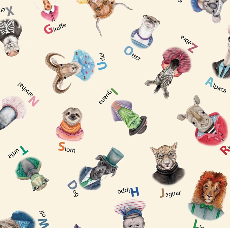 Zootopia A-Z Alphabet Animals Beige for Elizabeth's Studio - Etsy