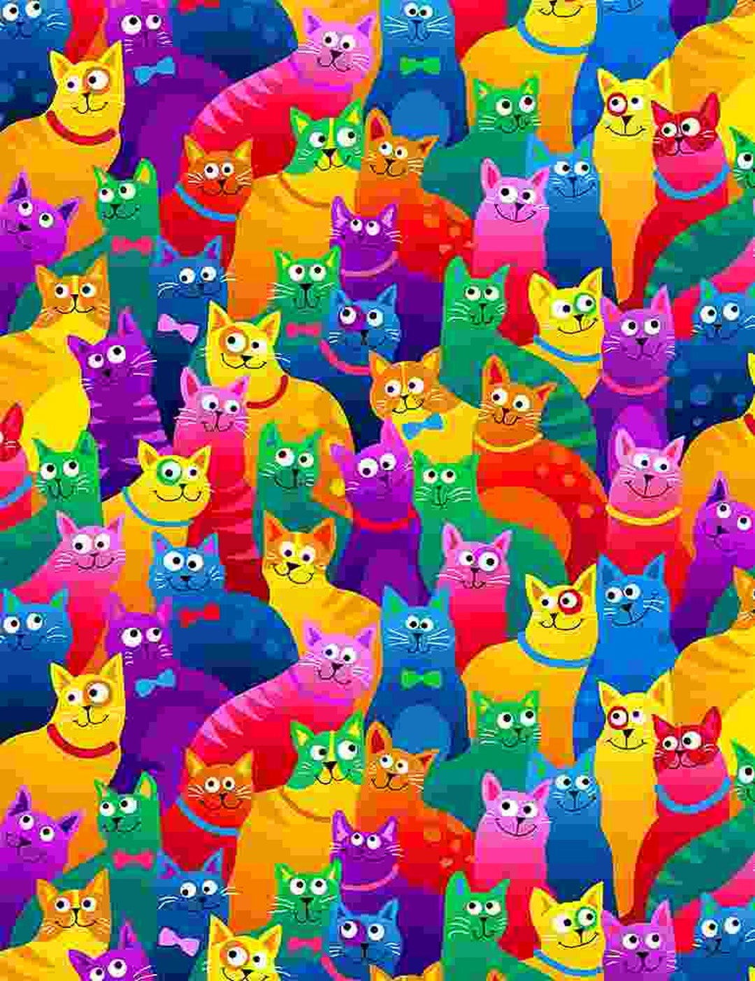 Fat Quarter Rainbow Cats by Timeless Treasures - Etsy