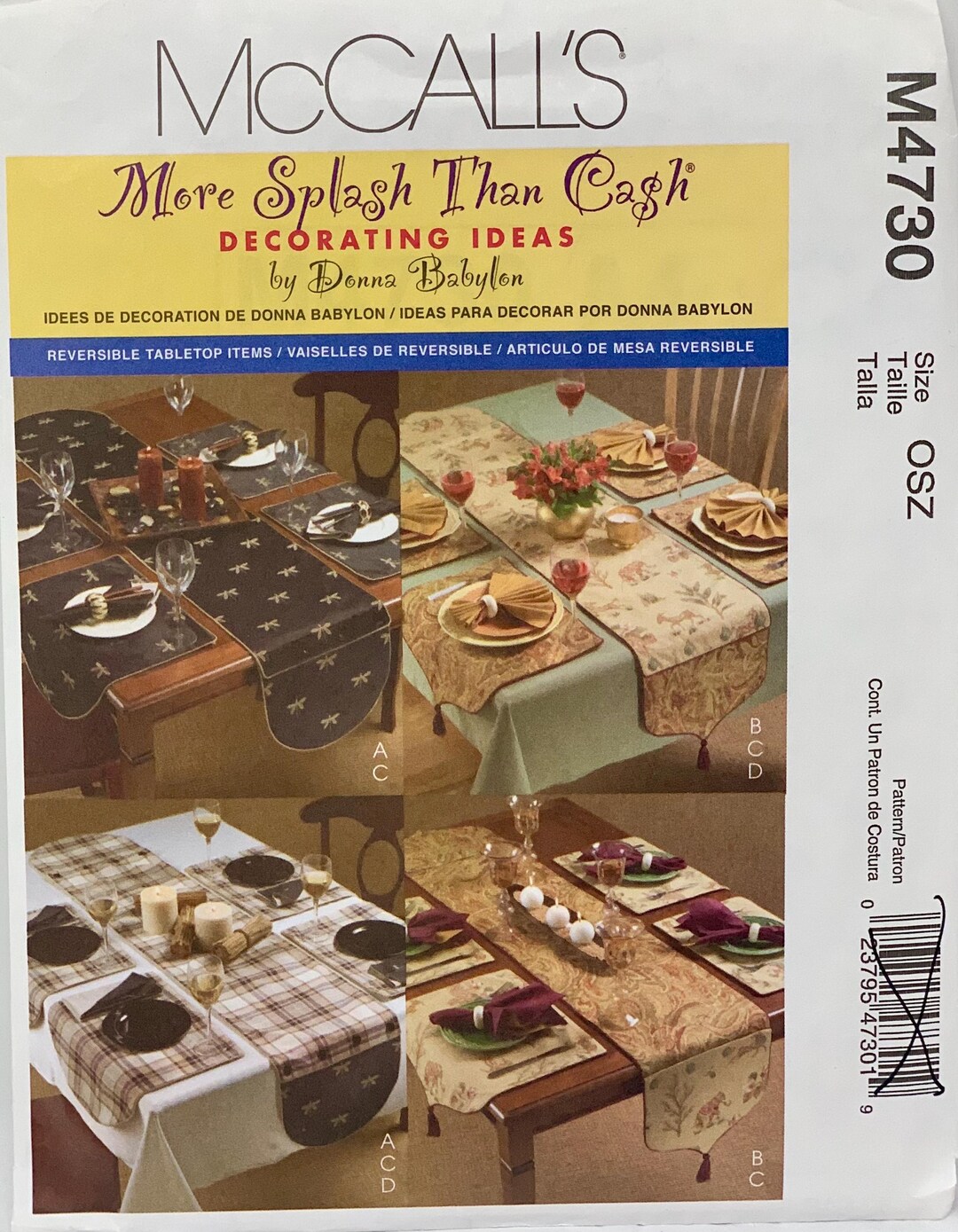 More Splash Than Cash Reversible Table Top Items Pattern M4730 by ...