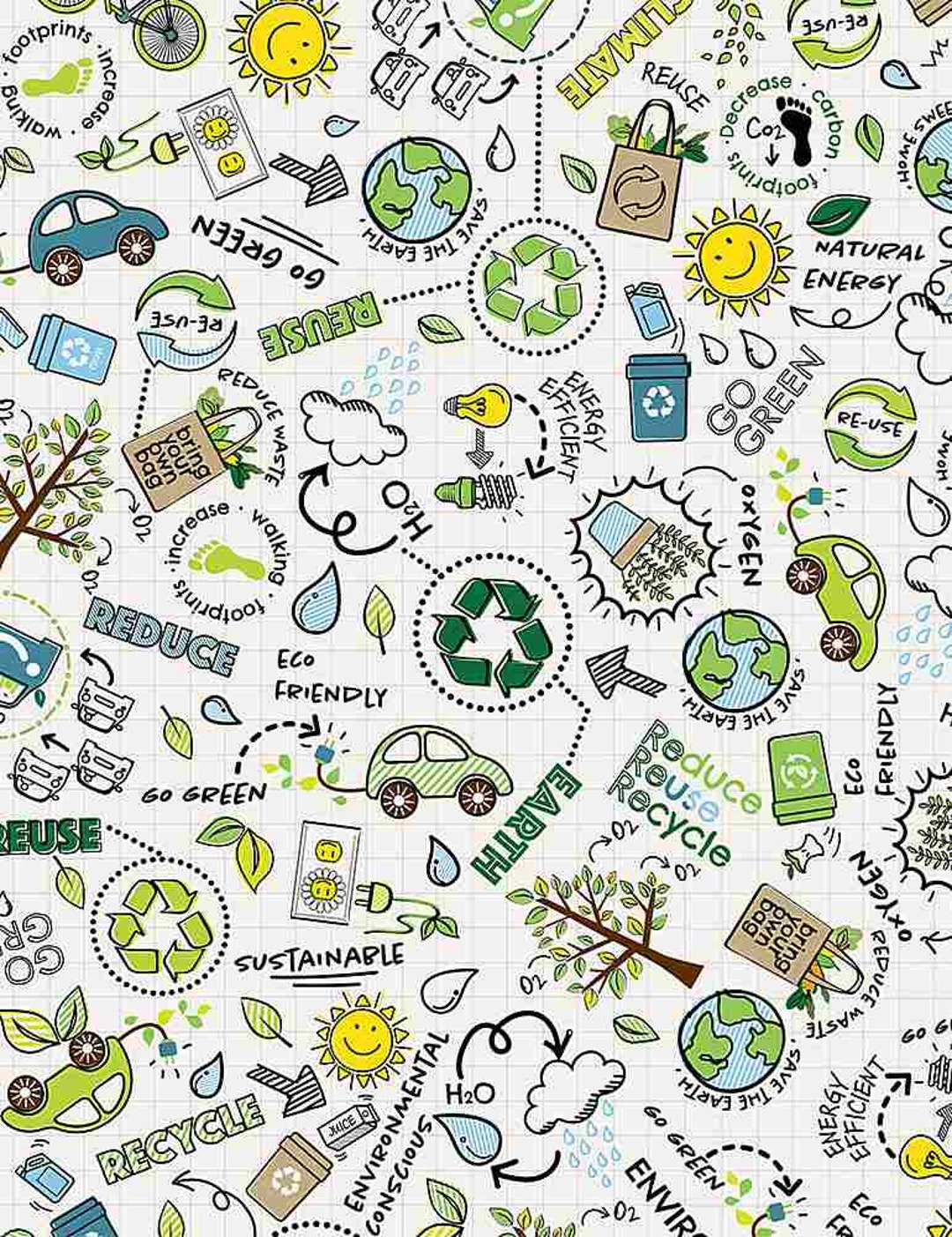Go Green Reduce Reuse Recycle Fun by Timeless Treasures - Etsy