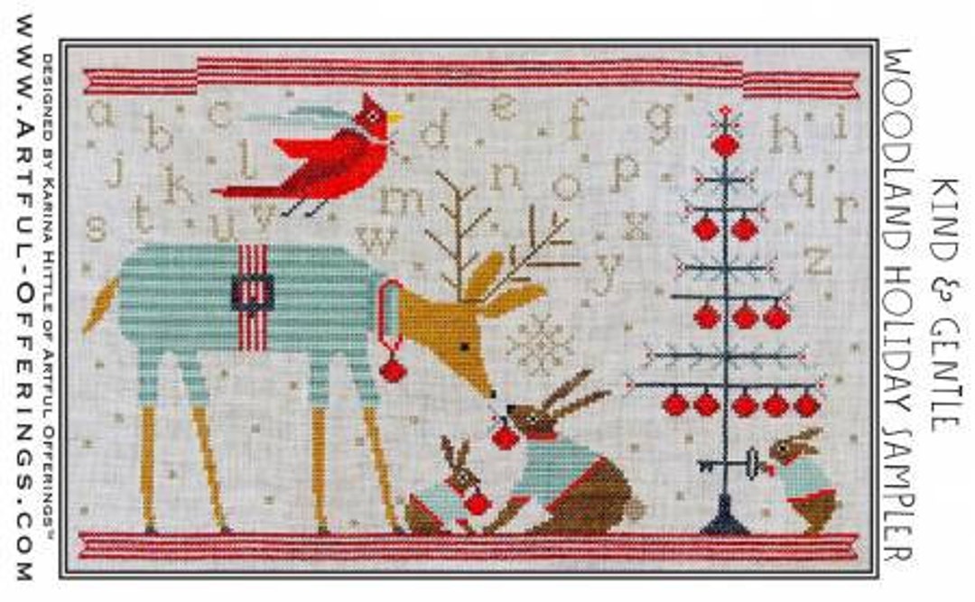 Kind & Gentle Woodland Holiday Sampler Pattern XS20184 From Artful ...