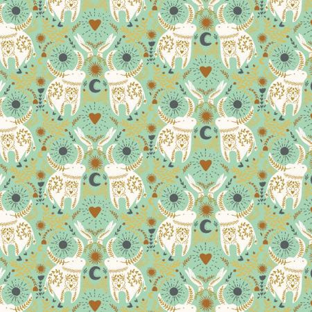 Myth + Dream Strong as an Ox Blue Light Metallic by Cotton and Steel ...