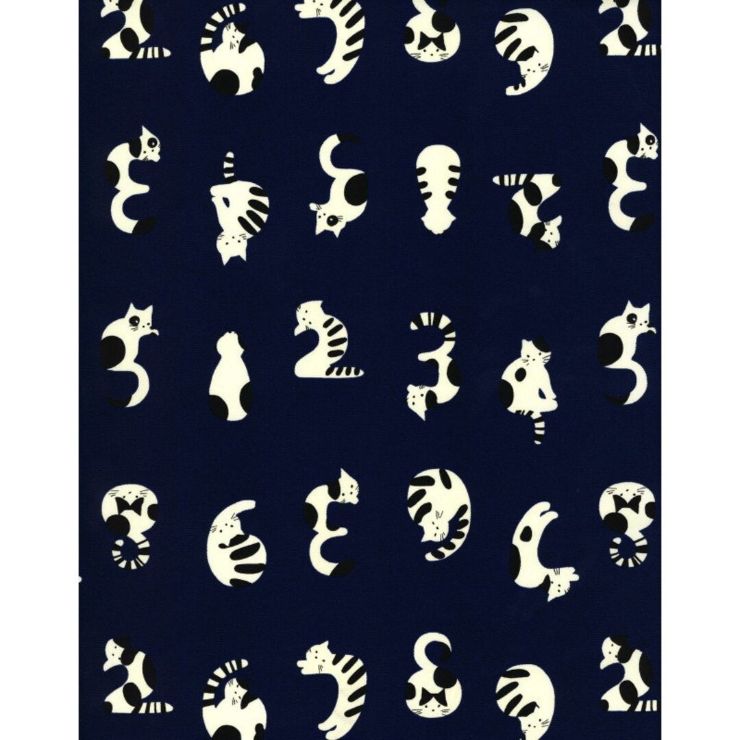 Cat Numbers Blue Oxford by Kokka Japan, Cat Fabric, Cat Lover - Etsy