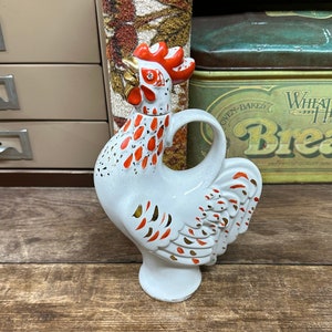 Vintage Rooster Chicken Decanter Lomonozou Russia Red Gold Farmhouse ...