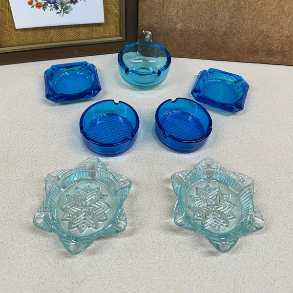 Vintage Blue Ashtray - Etsy