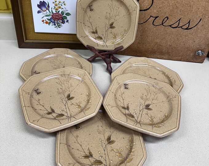 Vintage Butterfly Plates Square Mikasa California Casuals Del Ray Small ...