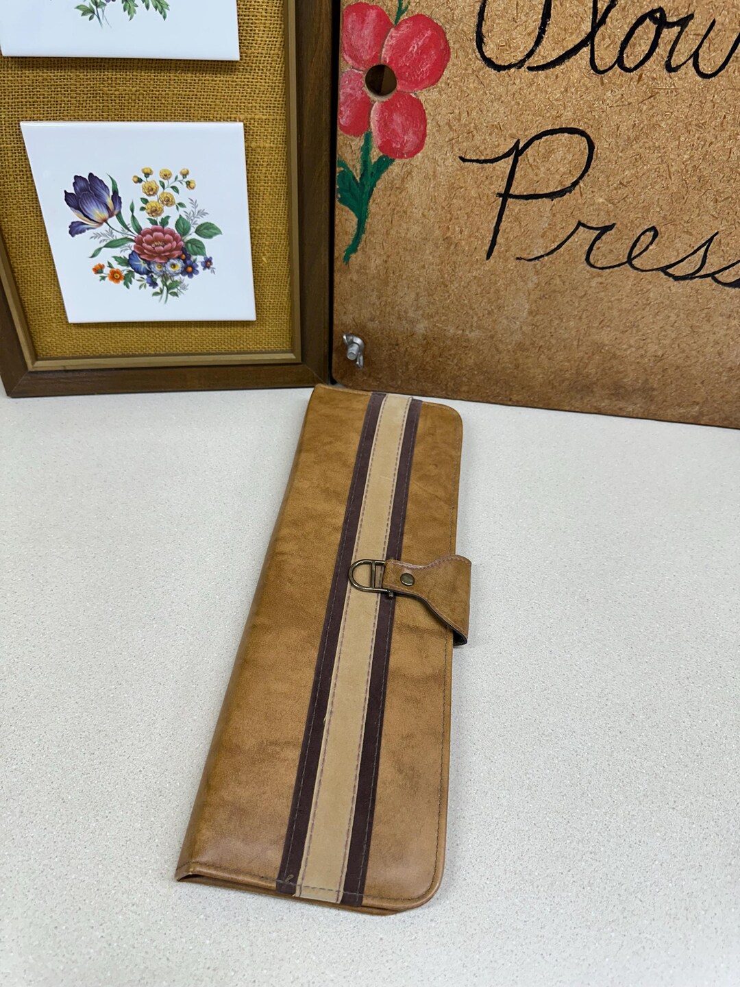 Vintage Tie Holder Necktie Storage Case Leather Hanging Closet Travel ...