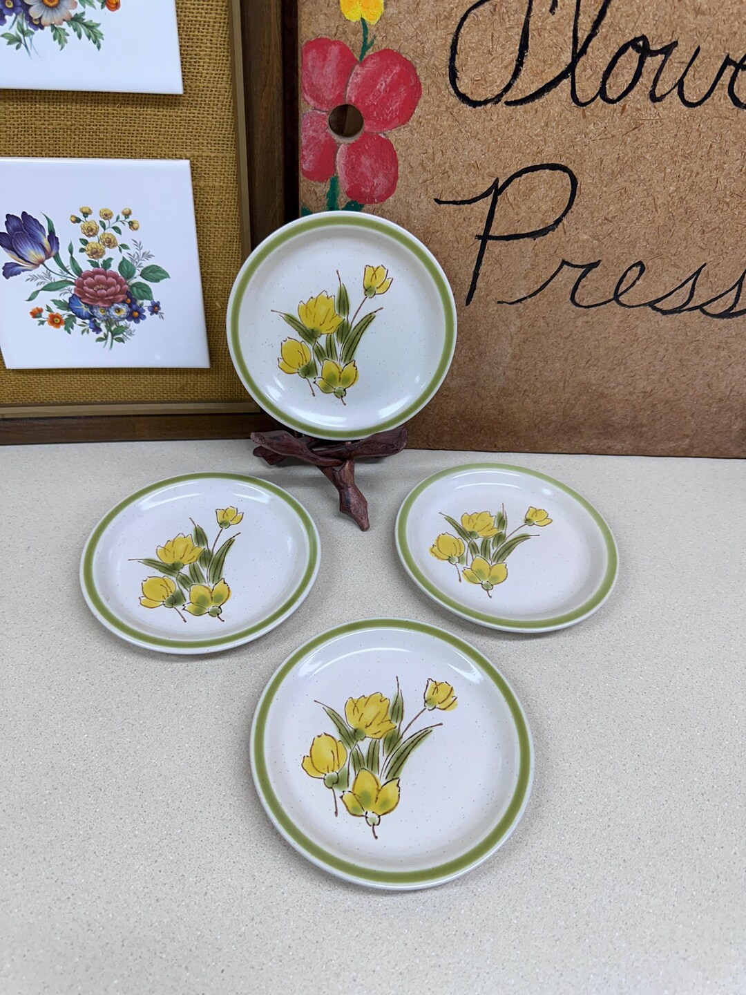 Vintage Plates/ Small Side Plates/ Stonybrook/ Japan Stoneware/ Green ...