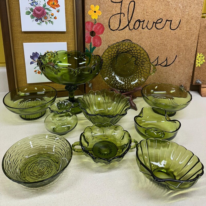 Green Glass Dishes - Etsy