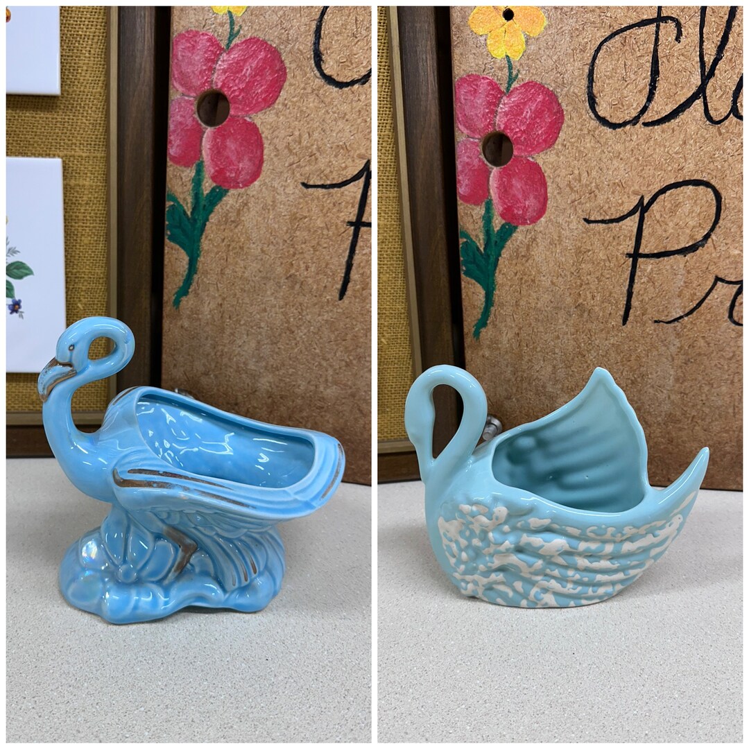 Vintage Swan Planters Pots Blue Light Blue Turquoise YOUR CHOICE - Etsy