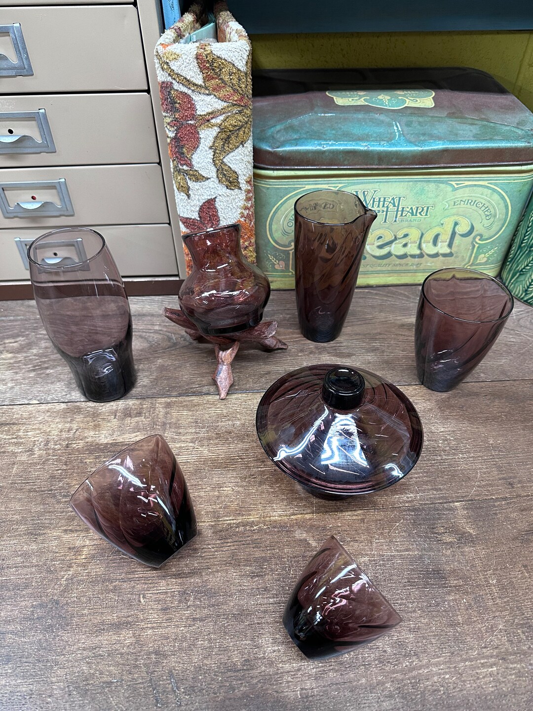 Vintage Purple Glassware Drinkware Tumblers Drinking Glasses Purple ...