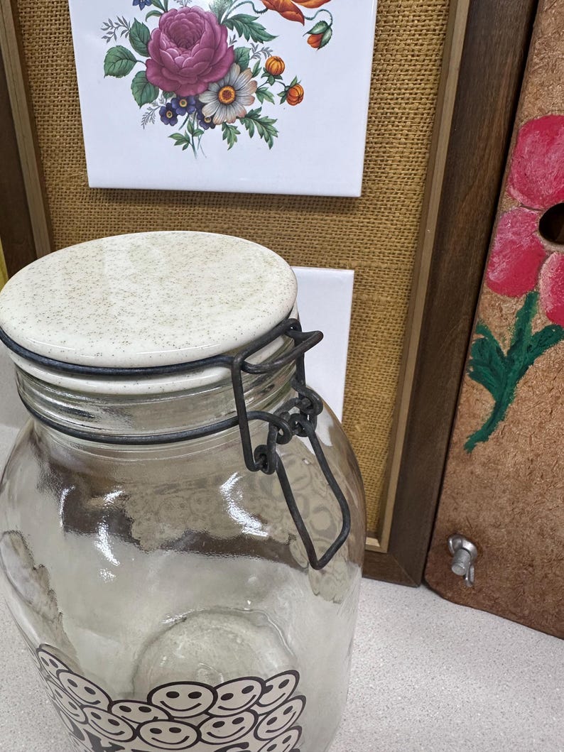 Vintage Cookie Jar Canister Carlton Glass USA Retro Kitchen Storage ...